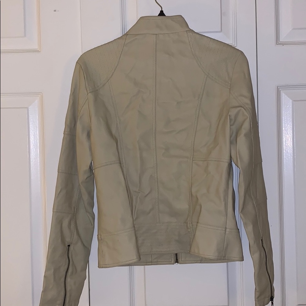 Max Studio Beige Faux Leather Biker Jacket - Gem
